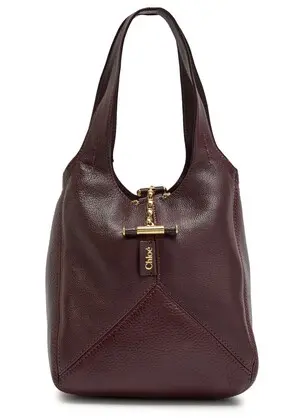 Chloé Balloon Grained Leather Hobo Bag - Burgundy