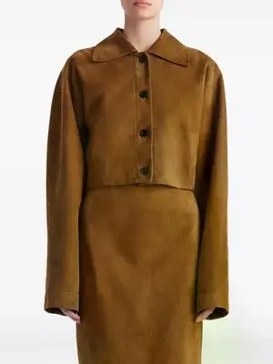 Khaite Sue Suede Cropped Jacket - Brown