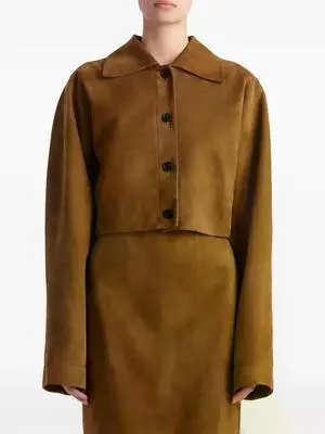 Khaite Sue Suede Cropped Jacket - Brown