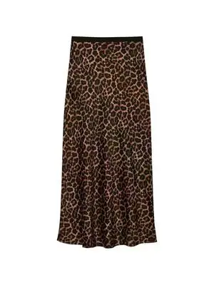 ANINE BING Animal-print Silk Skirt - Brown