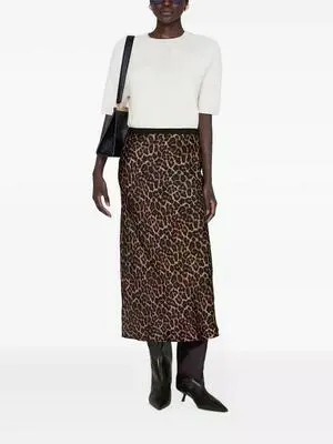 ANINE BING Animal-print Silk Skirt