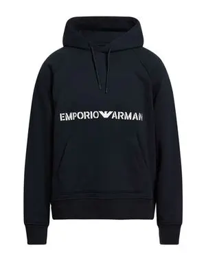 Emporio Armani Man Sweatshirt Black Size Xl Cotton Blue