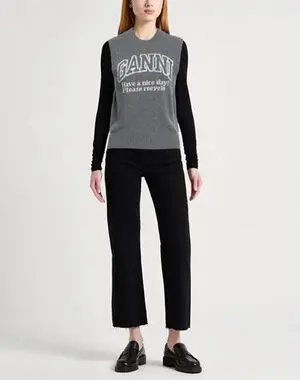 GANNI Intarsia-knit Mélange Sleeveless Sweater