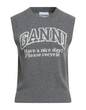 GANNI Intarsia-knit Mélange Sleeveless Sweater