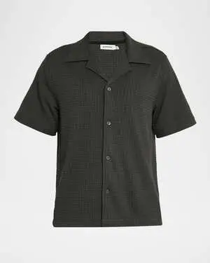 Simkhai Troy Textured Polyester Camp Shirt - Green