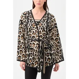 Trina Turk Wright Leopard Print Tie-front Cardigan