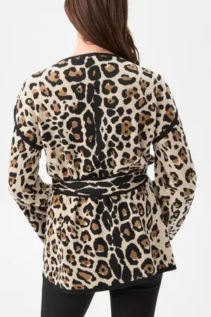 Trina Turk Wright Leopard Print Tie-front Cardigan