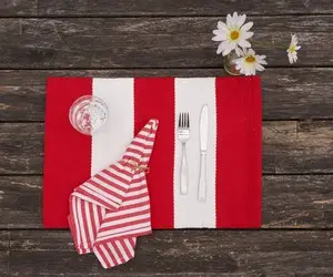 C&F HOME Cabana Stripes Placemats Sets Of 6 Collection - Red