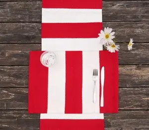 C&F HOME Cabana Stripes Placemats Sets Of 6 Collection - Red