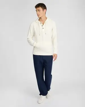 Onia Waffle Knit Half Button Hoodie - Egret