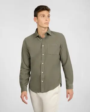 Onia Micro Cord Long Sleeve Button Down - Dark Sage
