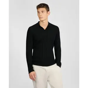 Onia Extra Fine Merino Wool Johnny Collar Polo - Black