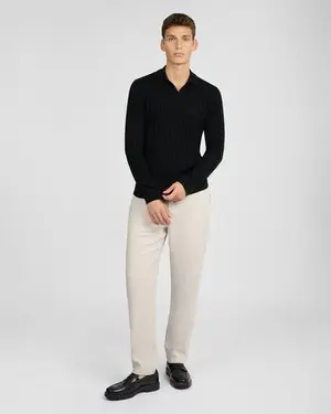 Onia Extra Fine Merino Wool Johnny Collar Polo - Black