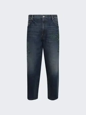 BLUEMARBLE Stoned Washed Botanic Embroidered Jeans - Blue