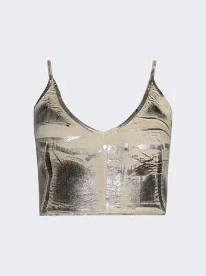 Metallic Silver Crop Tops