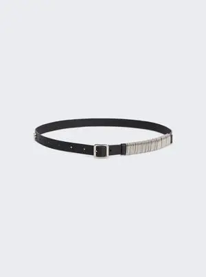 JIL SANDER Metal Loop Leather Belt - Black