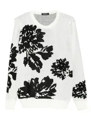 Imperial Floral-motif Crew-neck Sweater - White