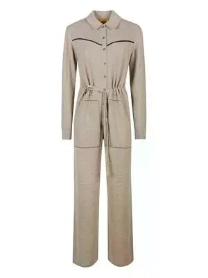 Guest In Residence Cashmere Yoke-detail Jumpsuit - Neutrals