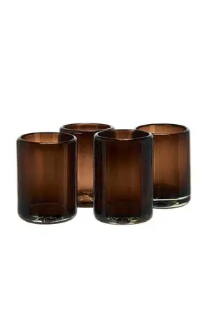 VERVE CULTURE Set Of 4 Hand-blown Shot Glasses - Brown