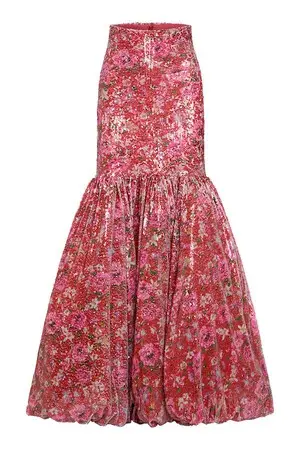 PatBO Peony Sequin Printed Maxi Skirt