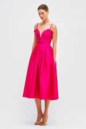 Paneled Taffeta Midi Dresses