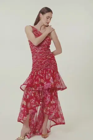 PatBO Peony Asymmetrical Maxi Dress