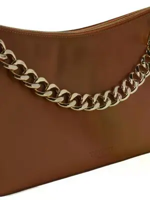TWINSET Leather Shoulder Bag With Chain Detail - Brown