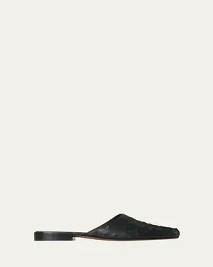 THE ROW Penelope Ostrich Leather Mules