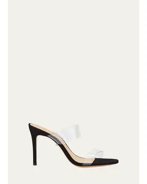 Schutz Ariella Strappy Vinyl Slide Sandals - Black