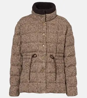 Moncler Antigony Wool-blend Down Jacket - Brown