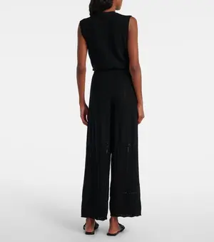 ERES Alliage Pointelle Wide-leg Pants - Black