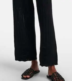 ERES Alliage Pointelle Wide-leg Pants - Black