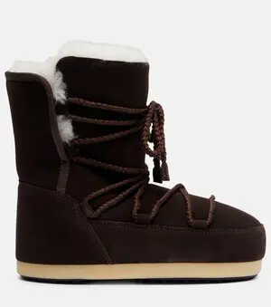 Moon Boot Shearling-lined Suede Snow Boots - Brown