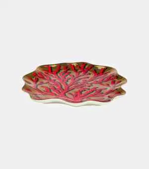 Jonathan Adler Sirena Coral Porcelain Decorative Tray - Gold