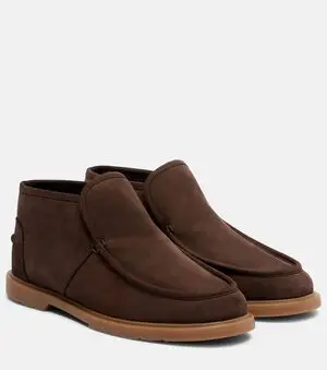 YVES SALOMON Shearling-lined Suede Ankle Boots - Brown
