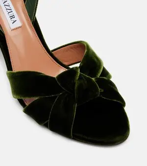 AQUAZZURA Nina 85 Velvet Sandals - Green