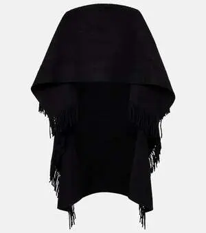 TOTÊME Fringed Wool-blend Poncho - Black