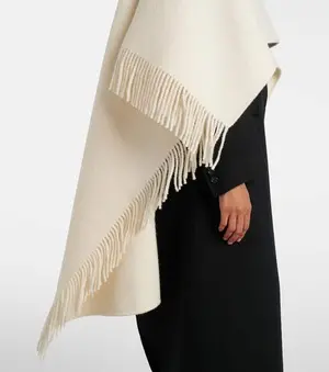 TOTÊME Fringed Wool-blend Poncho - White