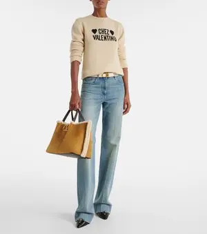 Valentino Garavani Vlogo Medium Suede Tote