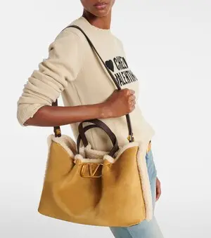 Valentino Garavani Vlogo Medium Suede Tote