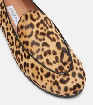 AQUAZZURA Leopard-print Calf Hair Loafers - Brown