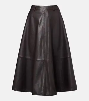 THE FRANKIE SHOP Savil Leather Midi Skirt - Brown