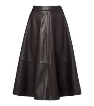 THE FRANKIE SHOP Savil Leather Midi Skirt - Brown