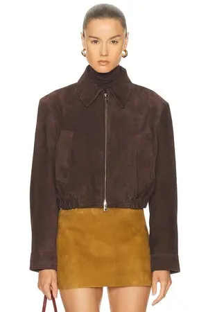 AGOLDE Nahlia Cropped Suede Jacket - Root