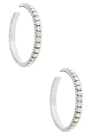 AREA Large Crystal Hoop Earrings - Clear Crystal & Silver
