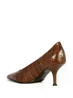 LELLA BALDI 50mm Crocodile-effect Pointed Pumps