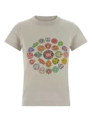 Balenciaga Logo-print Crew-neck T-shirt - Neutrals