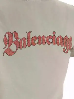 Balenciaga Logo-print Crew-neck T-shirt - Neutrals