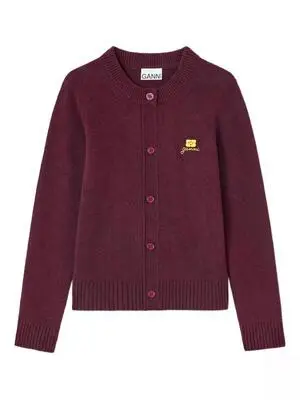GANNI Round-neck Cardigan - Red