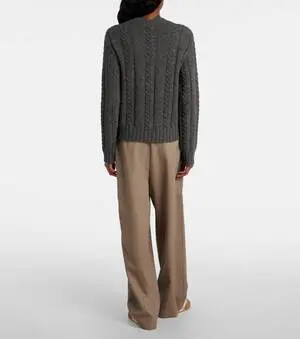 Loewe Cable-knit Wool Mouline Sweater - Grey